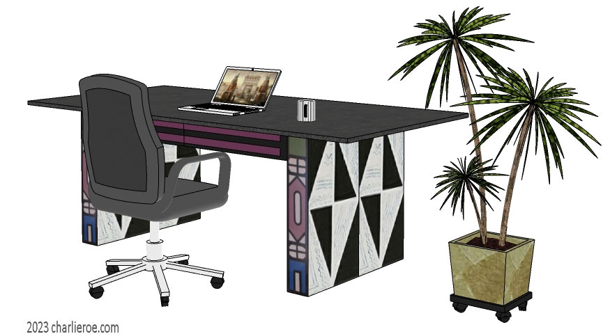 New African style wood & painted home office desk with African Ndebele ...