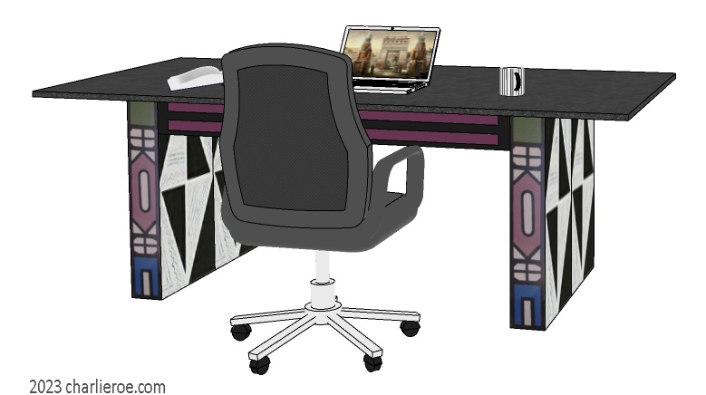 New African style wood & painted home office desk with African Ndebele ...