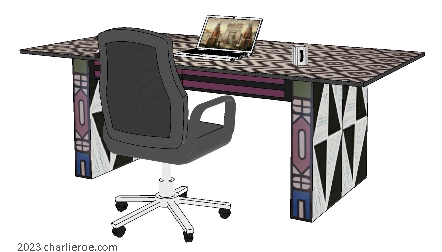 New African style wood & painted home office desk with African Ndebele ...