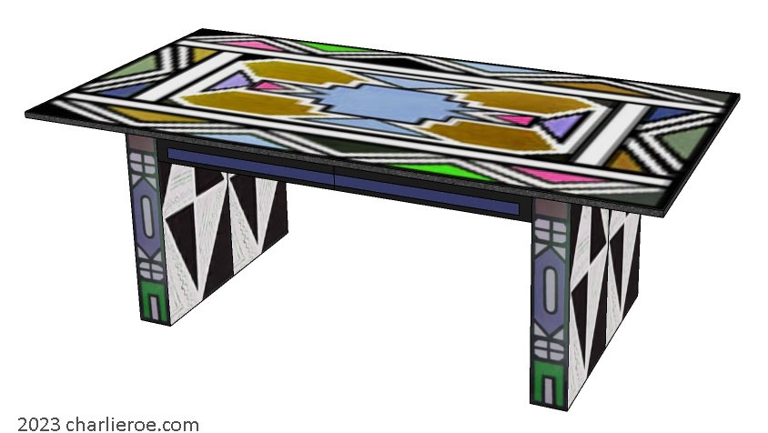 New African style wood & painted home office desk with African Ndebele ...