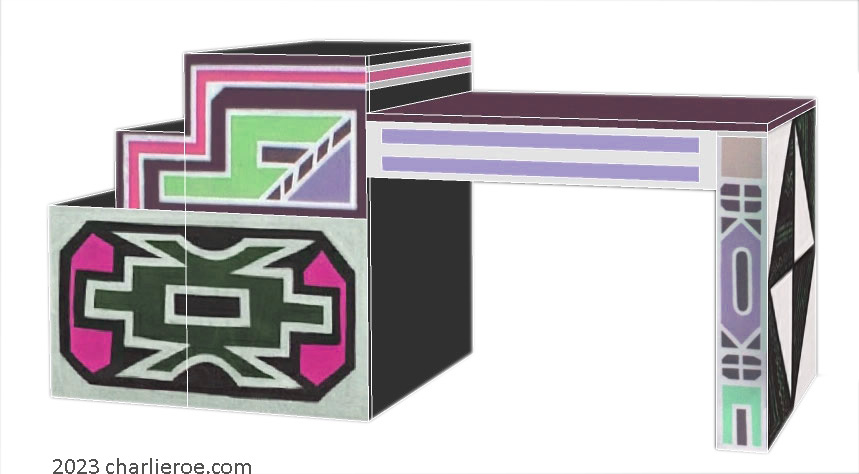New African style wood & painted home office desk with African Ndebele ...
