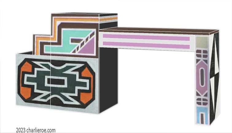 New African style wood & painted home office desk with African Ndebele ...