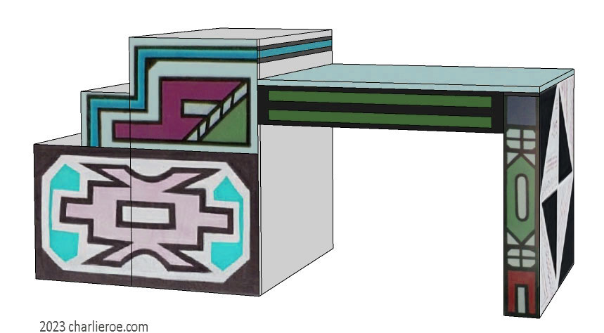 New African style wood & painted home office desk with African Ndebele ...