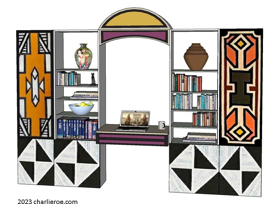 New African style wood & painted home office desk with matching ...