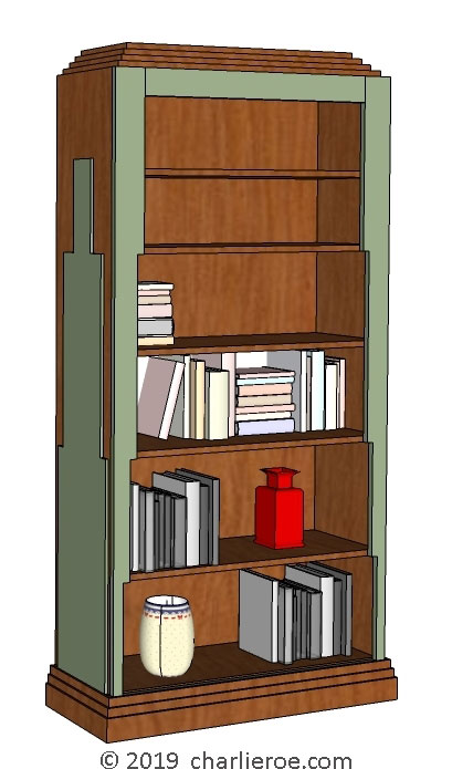 new Art Deco wood or painted lacquered bookcases with stepped ...