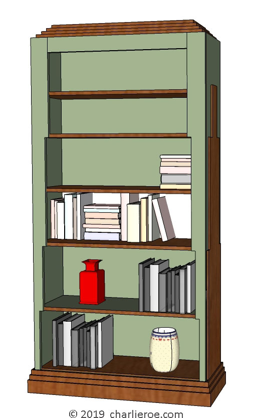 new Art Deco wood or painted lacquered bookcases with stepped ...