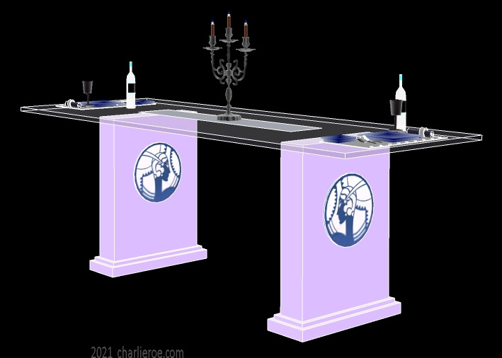 New Art Deco Moderne glass topped dining tables sitting on 2 boxy ...