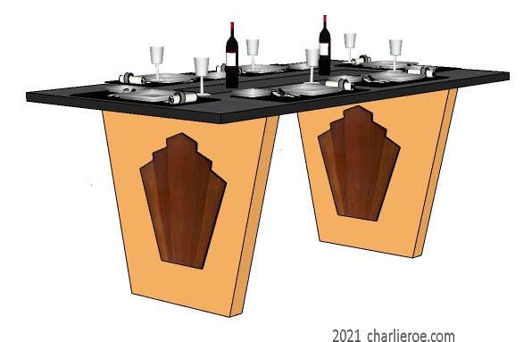 New Art Deco dining table with stone top and veneered or lacquered ...