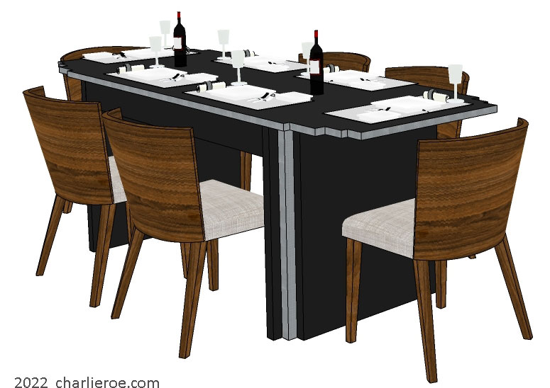 New Art Deco dining table with stepped top and table supports in wood ...