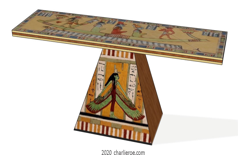new ancient Egyptian Revival style painted pyramid console & dining tables