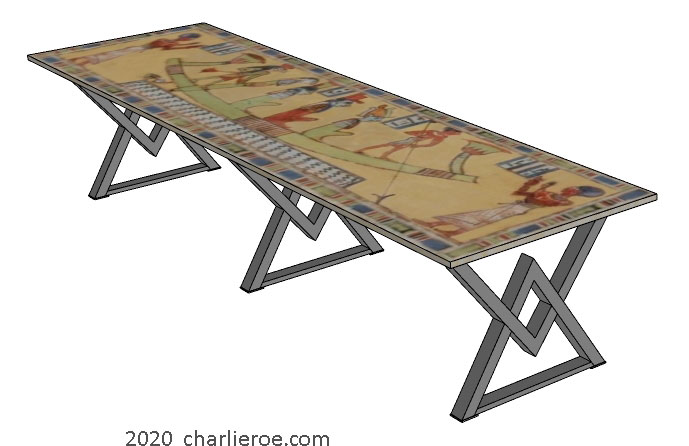 new ancient Egyptian Revival style dining table with painted steel ...
