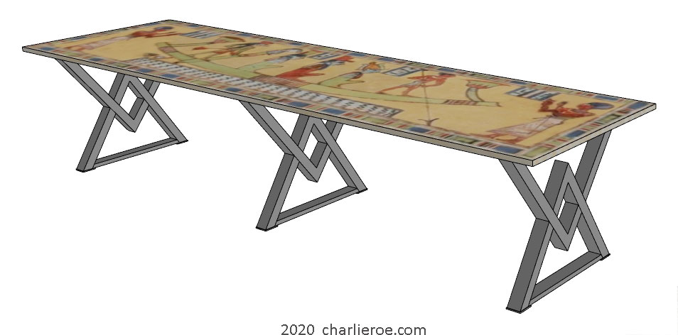 new ancient Egyptian Revival style dining table with painted steel ...