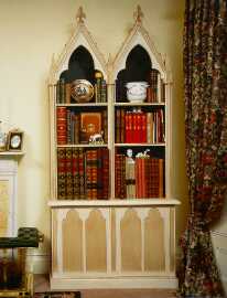 New Reformed Gothic Revival Medieval style wood & painted bookcases ...