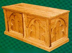 Gothic Medieval style pine wooden carved chest blanket box coffer furniture